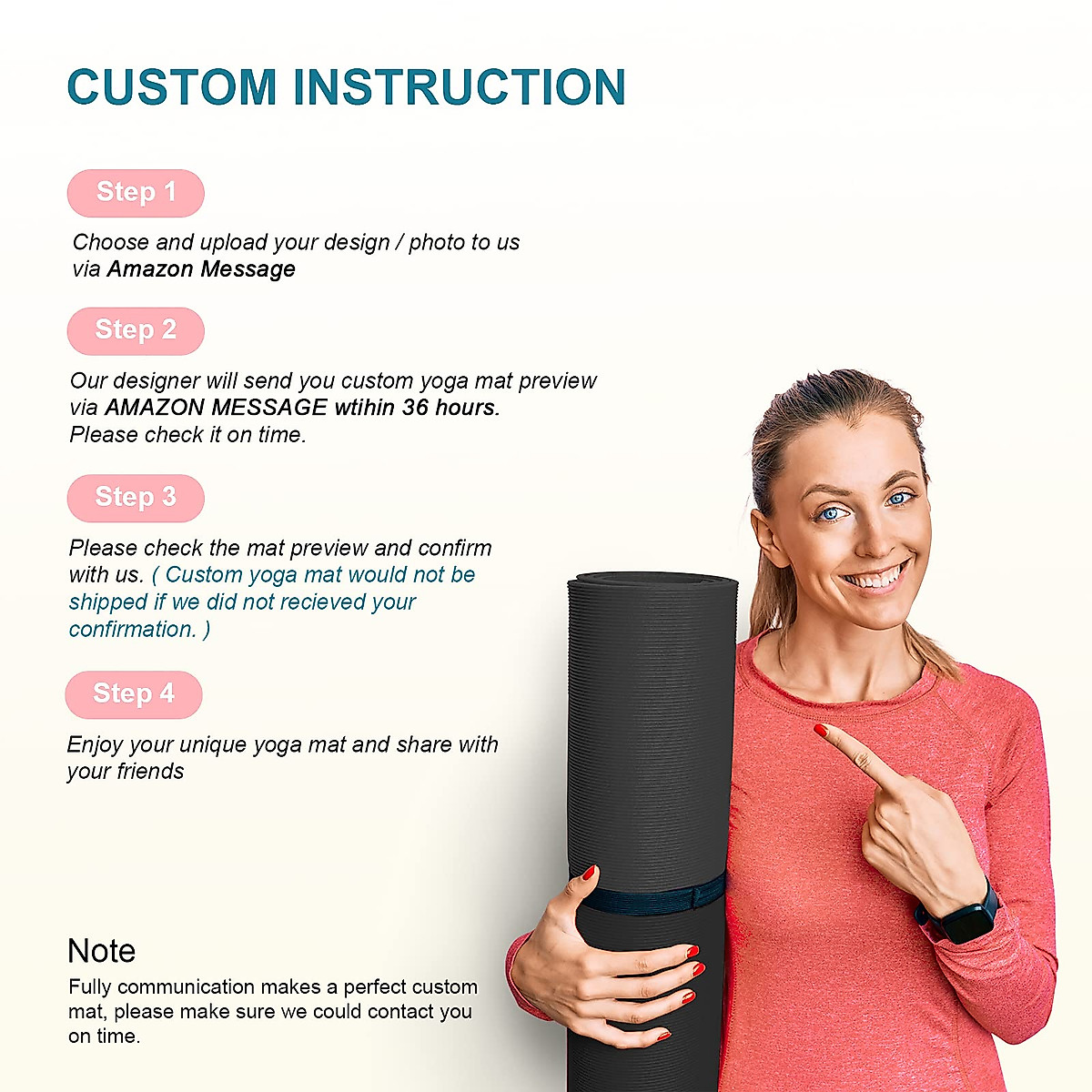 Custom Yoga Mat for Women & Men 2mm Non Slip Suede Eco Friendly Exercise Yoga Mat 72''x24'' 0.08 Inch Thick Yoga Theme Birthday Gift for Women Men Instructor (1 Image for Whole Area)