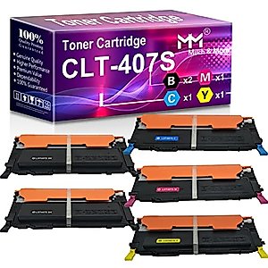 MM MUCH & MORE Compatible Toner Cartridge Replacement for Samsung 407S 409S CLT-407S use with CLX-3185FW 3185N CLP-320N CLP-321N CLP-325W Printers (5-Pack, 2 Black + Cyan + Magenta + Yellow)