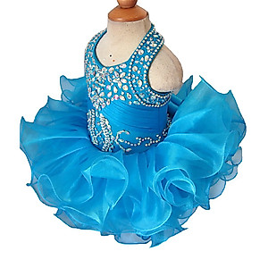 Junguan Toddler Girls Halter Pageant Cupcake Dresses Little Baby Short Ball Gowns with Crystals 2020 7 US Red