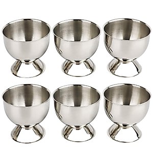 Egg Cup Holder Set for Soft Boiled Eggs Include 6 Stainless Steel Egg Tray Kitchen Tool