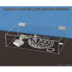 Acrylic Locking Display Case with Keys 12" x 8" x 4" Clear Rectangular Lucite Countertop Tray with Lid for Artifacts Antiques Collectibles Jewelry Currency and Coins by Marketing Holders