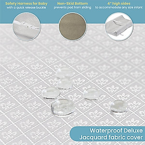 LA Baby Contoured Waterproof Diaper Changing Pad, 32" with 100% Organic Cotton Layer - Made in USA. Non-Skid Bottom, Safety Strap, Fits All Standard Changing Tables/Dresser Tops