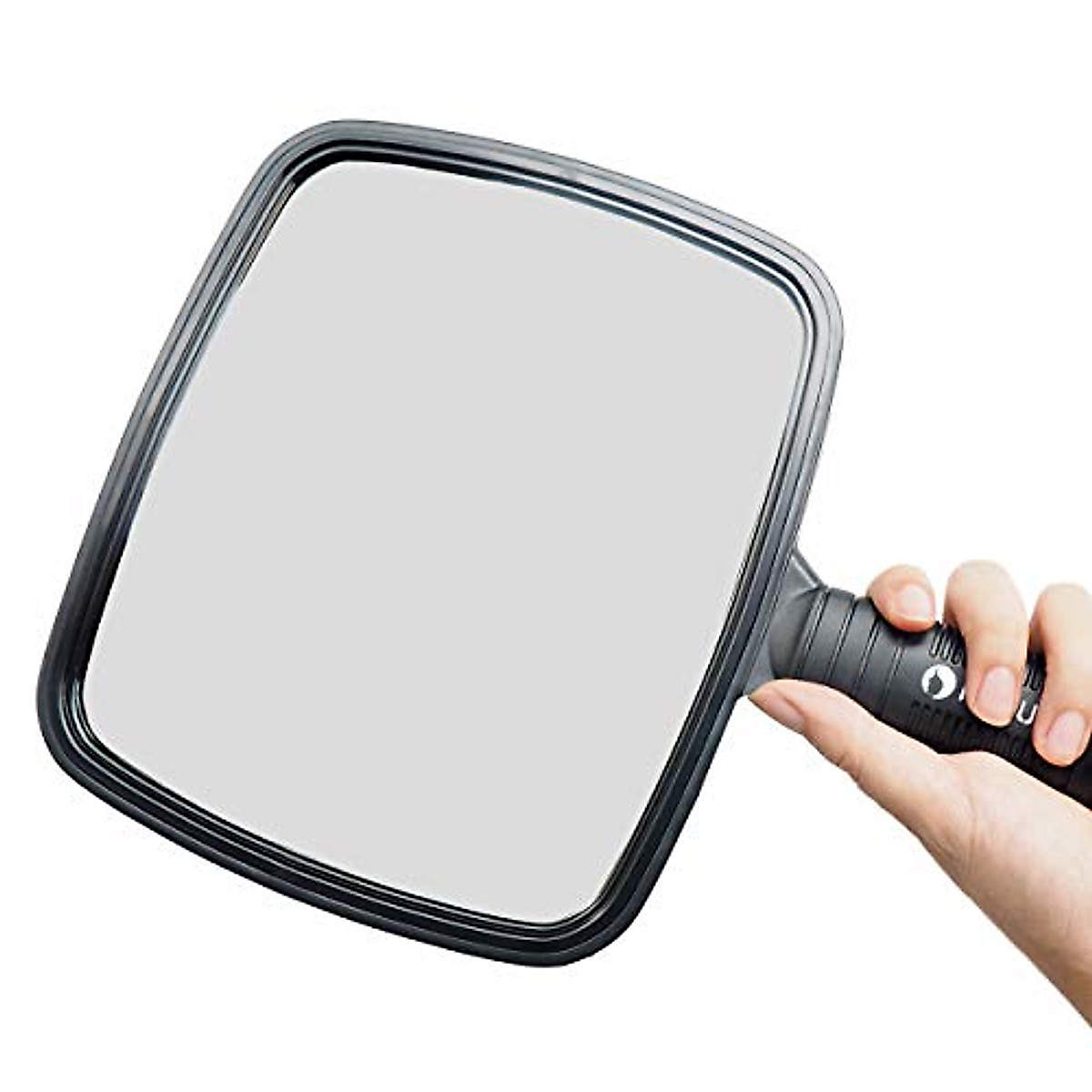 HYOUJIN Hand Mirror Handheld Mirror Hand Held Mirror Big Mirrors(7.9" x 12.2") Portable Hand Mirrors with Handle for Barber,Shower,Haircut, Hairdressers,Salon for Women Men Black