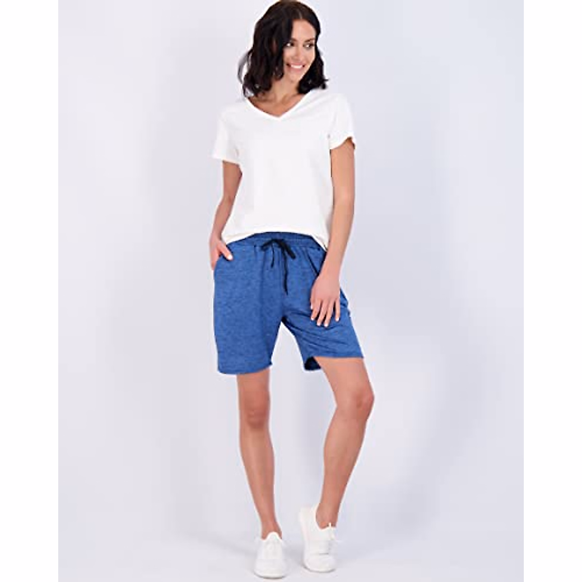 4 Pack:Women’s Quick Dry Dri Fit 7 Inch Inseam Athletic Casual Lounge Fitness Gym Training Long Shorts High Waisted Running Bermuda Shorts Pockets Ladies Workout UPF Jogging Walking Active- Set 4, XL