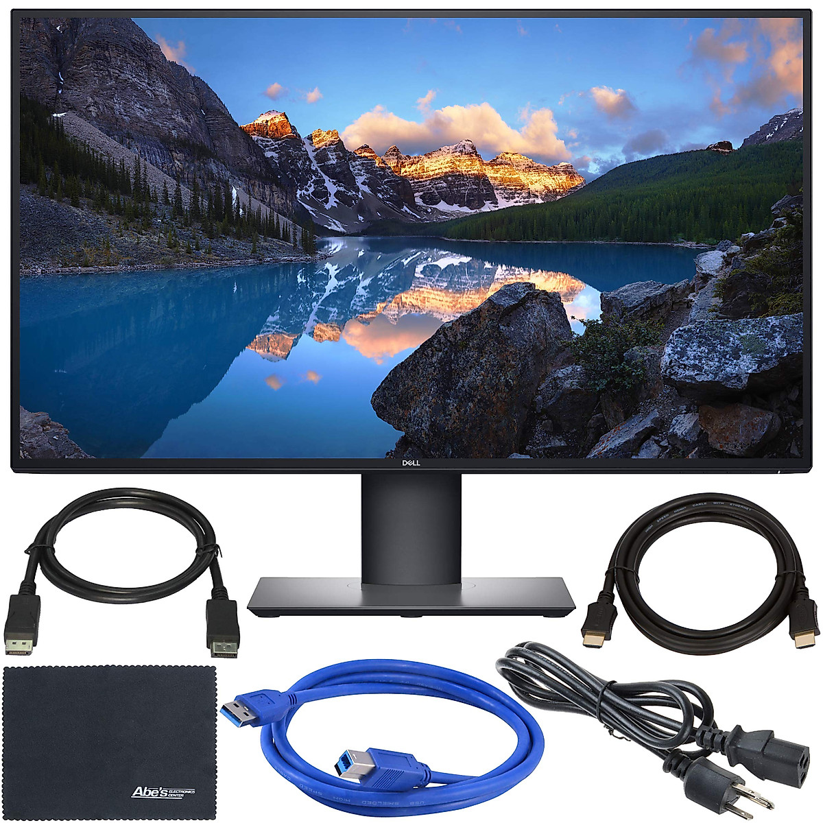 Dell U2720Q UltraSharp 27" 16:9 HDR 4K IPS Monitor + Display Port Cable + ZoomSpeed HDMI Cable + USB 3.0 Cable + Microfiber Cleaning Cloth Monitor Bundle