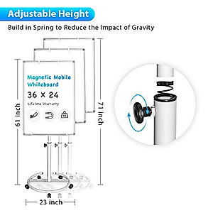 Mobile Whiteboard – 36 x 24 inches Portable Magnetic Dry Erase Board, 3' x 2' Stand Easel White Board Dry Erase Easel Standing Board w/Flipchart Hooks