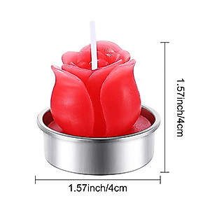 TecUnite 12 Pieces Rose Tealight Candles Handmade Delicate Rose Flower Candles for Valentine's Day Party Wedding Spa Home Decoration Gifts (Red)