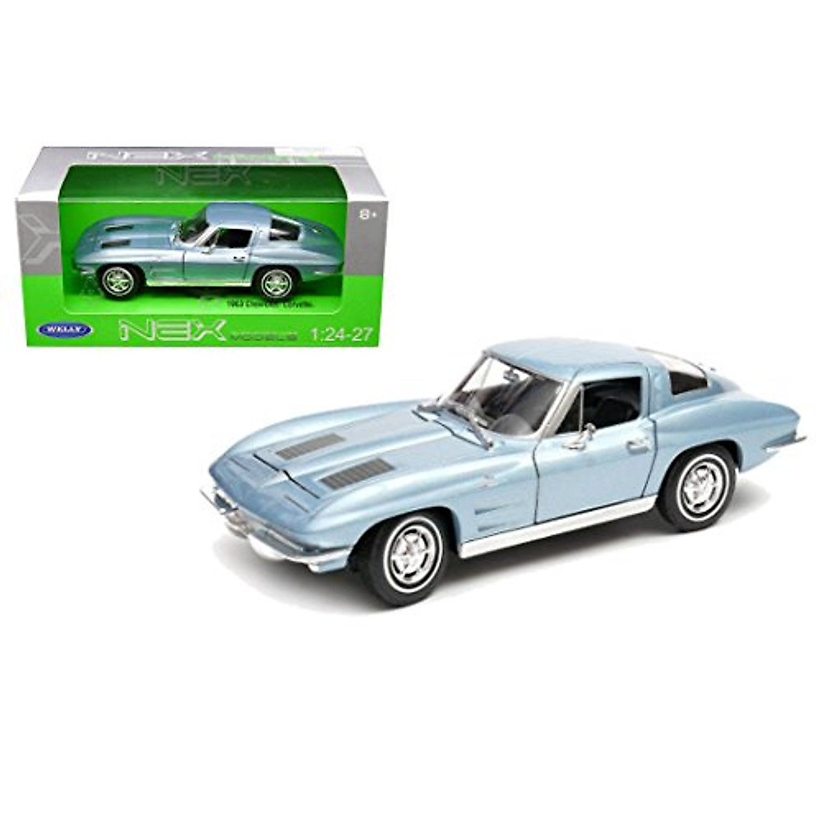 Welly 1963 Chevrolet Corvette Metallic Light Blue 1/24-1/27 Diecast Model Car by 24073BL
