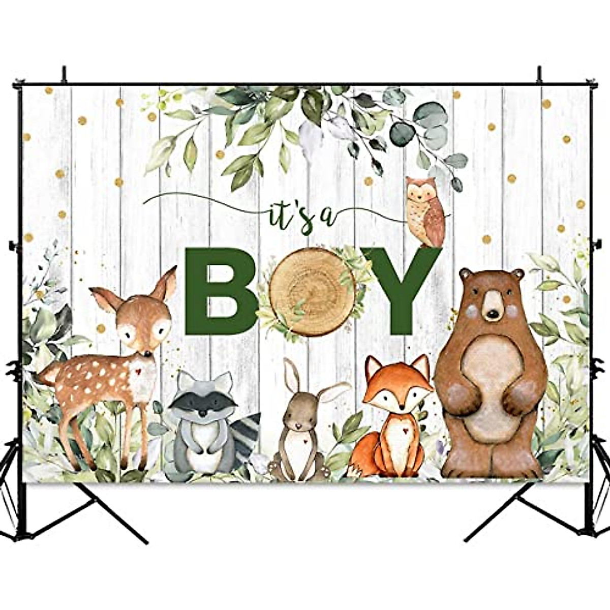Sensfun It's A Boy Woodland Backdrop Woodland Animal Baby Shower Birthday Background 7x5ft Woodland Creatures Forest Friends Safari Theme Party Banner Decoration