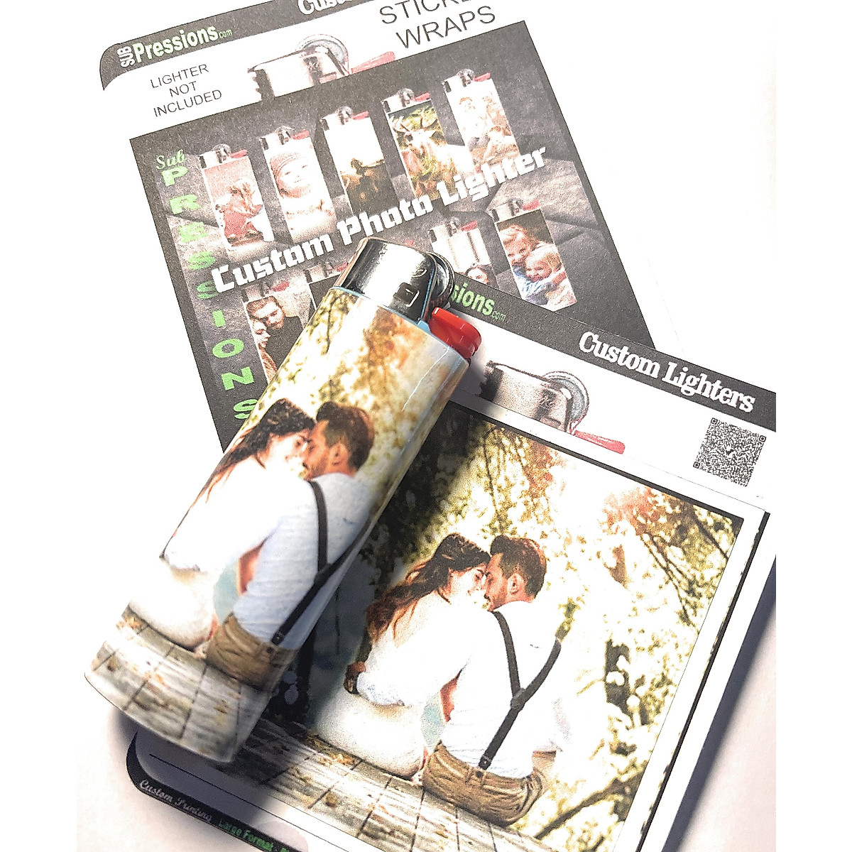 Custom Lighter Photo Wraps - 4 Pack Upload 4 Photos - Personalize Lighter Stickers - Company Logo Gifts - Wedding Favors - (Lighter Not Included) (4)