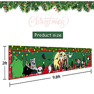 Nightmare Before Christmas Decorations Jack Skellington Yard Sign Jack and Sally Xmas Banner Decorations for Winter Holiday Indoor Outside Front Door Party Supplies