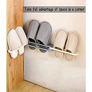 M MOACC Slippers Rack Hanging Shoe Organizers,3 in 1 Folding Holder Shoes Hanger Wall Mounted Shoe and Bathroom Towel Organizer Rack(Grey)