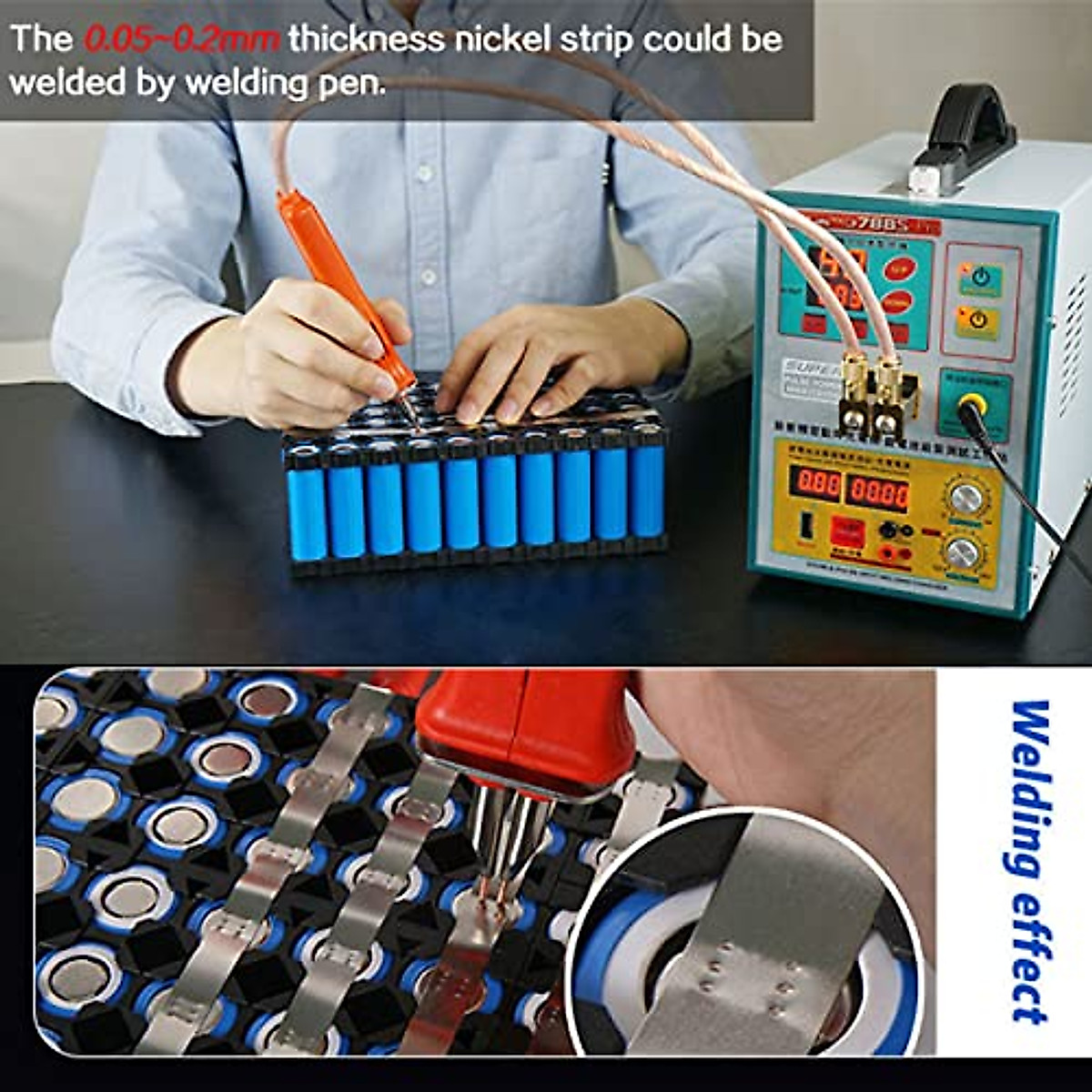 RCBDBSM 3.2KW Battery Spot Welder, Pulse Welding Machine for 4 Rows of 18650 14500 Lithium Batteries Battery Pack Work, with Cooling System and Charging Testing Function