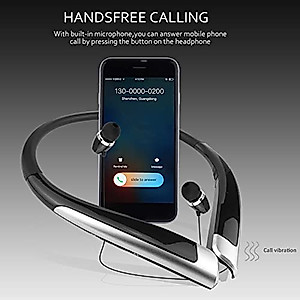 Wireless Earbud Clear Calls Handsfree Wireless Sports Neckband Earbud for Fitness Black