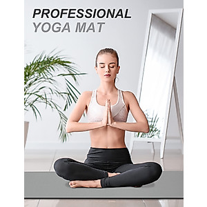 Yoga Mat with Strap, 1/3 Inch Extra Thick Yoga Mat Double-sided Non Slip, Professional TPE Yoga Mats for Women Men, Workout Mat for Yoga, Pilates and Floor Exercises