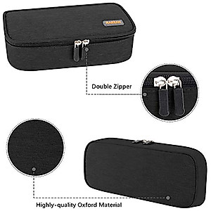 RAGZAN Big Capacity Pencil Case, Oxford Cloth Pencil Bag Storage Pouch Pen Pencil Marker Stationery Bag Holder for Middle High School College and Office, Idea Gift for Back to School Season - Black