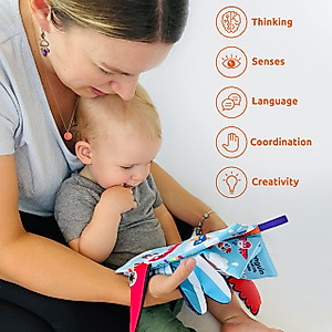 BabyBibi Touch My Wings Soft Crinkle Books for Babies - Touch and Feel Sensory Baby Sensory Toys to Help Early Development & Motor Skills - for Ages 0 Months+