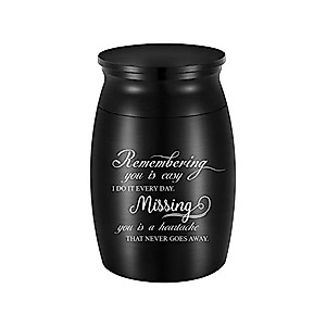 3 Inches Small Keepsake Urn for Ashes Mini Aluminum Urn for Human Ashes Cremation Funeral Ash Holder - Remembering You is Easy I DO IT Every Day. Missing You is a Heartache That Never GOES Away.