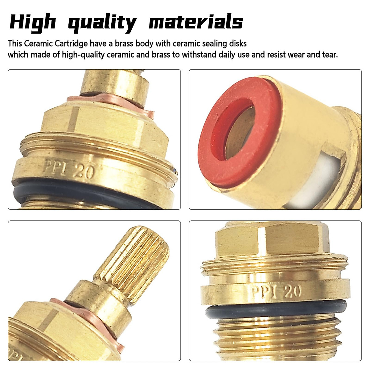 Meyffon 45882000 Ceramic Cartridge Compatible with Grohe Faucet Cartridge 1/2 Inch 1/4 Turn Open 90 Degrees Left Clockwise Close Hot Water for Ceramic Cartridge