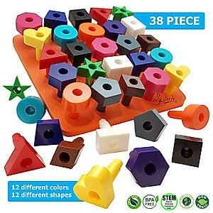 Skoolzy Peg Board Toddler Stacking Toys - Plastic Peg Board Toddler Toys