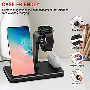 Charger Stand Compatible with Garmin Instinct 2/D2 Air X10/Venu Sq/Forerunner 745/Vivoactive 4/3 Music/Fenix 7S/7/7x/5/6/6S/6X/Epix Gen 2 Watch Charger 3 in 1 Wireless Charger Station Type C