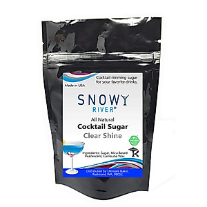 Snowy River Clear Cocktail Sugar - Kosher Certified Naturally Clear Cocktail Rimmer (4oz, Medium Crystal)