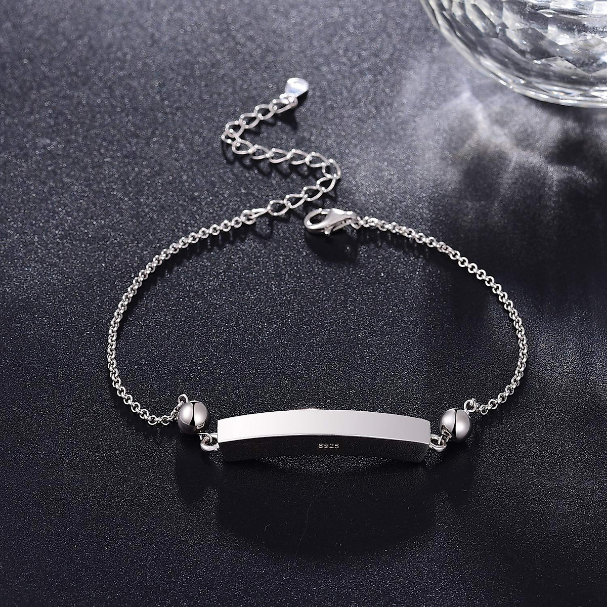 Jinlou 925 Sterling Silver Urn Bracelet for Ashes Memorial Loved Ones Cremation Bangle Ash Jewelry for Men for Women(Bar)