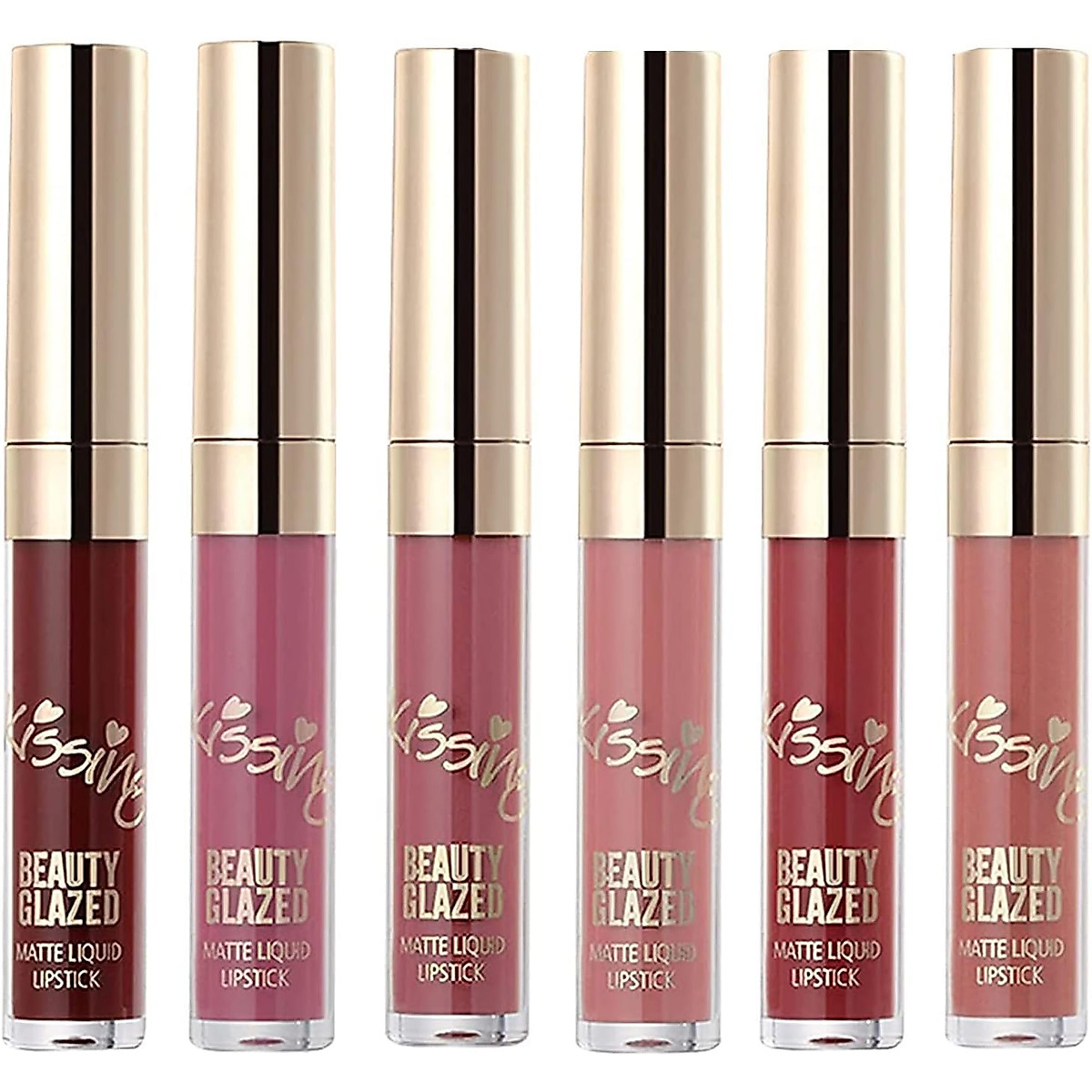 MYUANGO Set of 6 Matte Liquid Lipsticks -Vegan, Long Lasting, Waterproof, Non-Stick Finish for Women and Girl