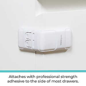 Toddleroo by North States Corner Drawer Locks Works on end Drawers or Filing cabinets No Tools Required Baby proofing with Confidence 2-Count, (Pack of1) White