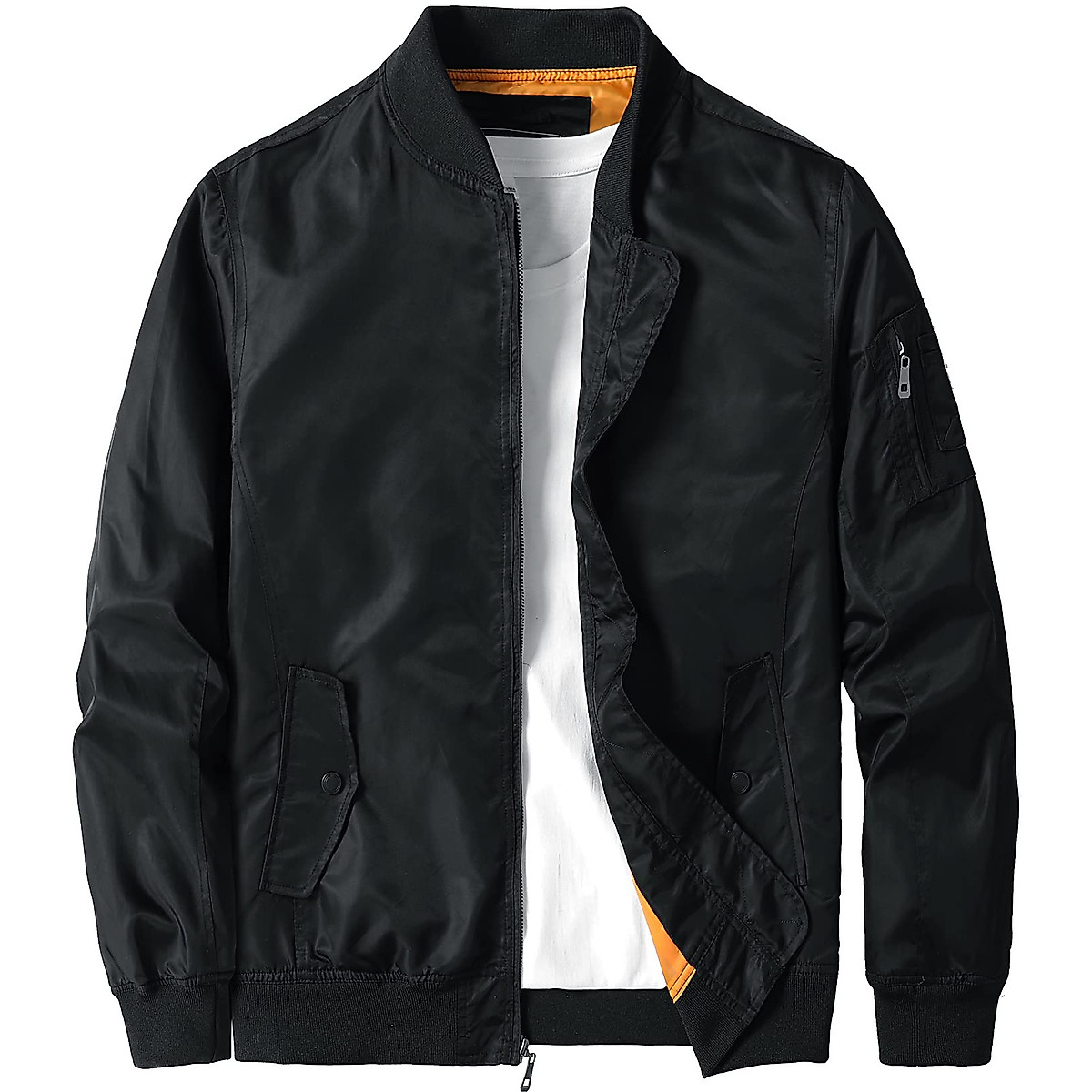 MOERDENG Men's Lightweight Bomber Jacket Outdoor Windbreaker Varsity Jacket Softshell Coat