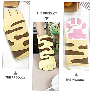 1 Pair Microwave Gloves Mittens Kids Cat Paw Oven Mitts Silicone Mitts Cooking Pinch Grips Grilling Mitts Christmas Oven Mitts Cotton Pot Holder Kitchen Tools Gloves