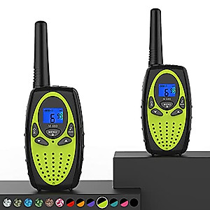 Walkie Talkies Long Range, Topsung M880 FRS Two Way Radio for Adults with Mic LCD Screen/Durable Wakie-Talkies with Noise Cancelling for Men Women Outdoor Adventures Cruise Ship (Yellow Green 2 in 1)