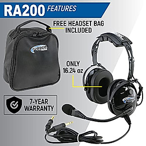Rugged General Aviation Student Pilot Headsets for Flying Airplanes - Features Noise Reduction GA Dual Plugs Adjustable Headband Free Headset Bag and Cloth Ear Covers