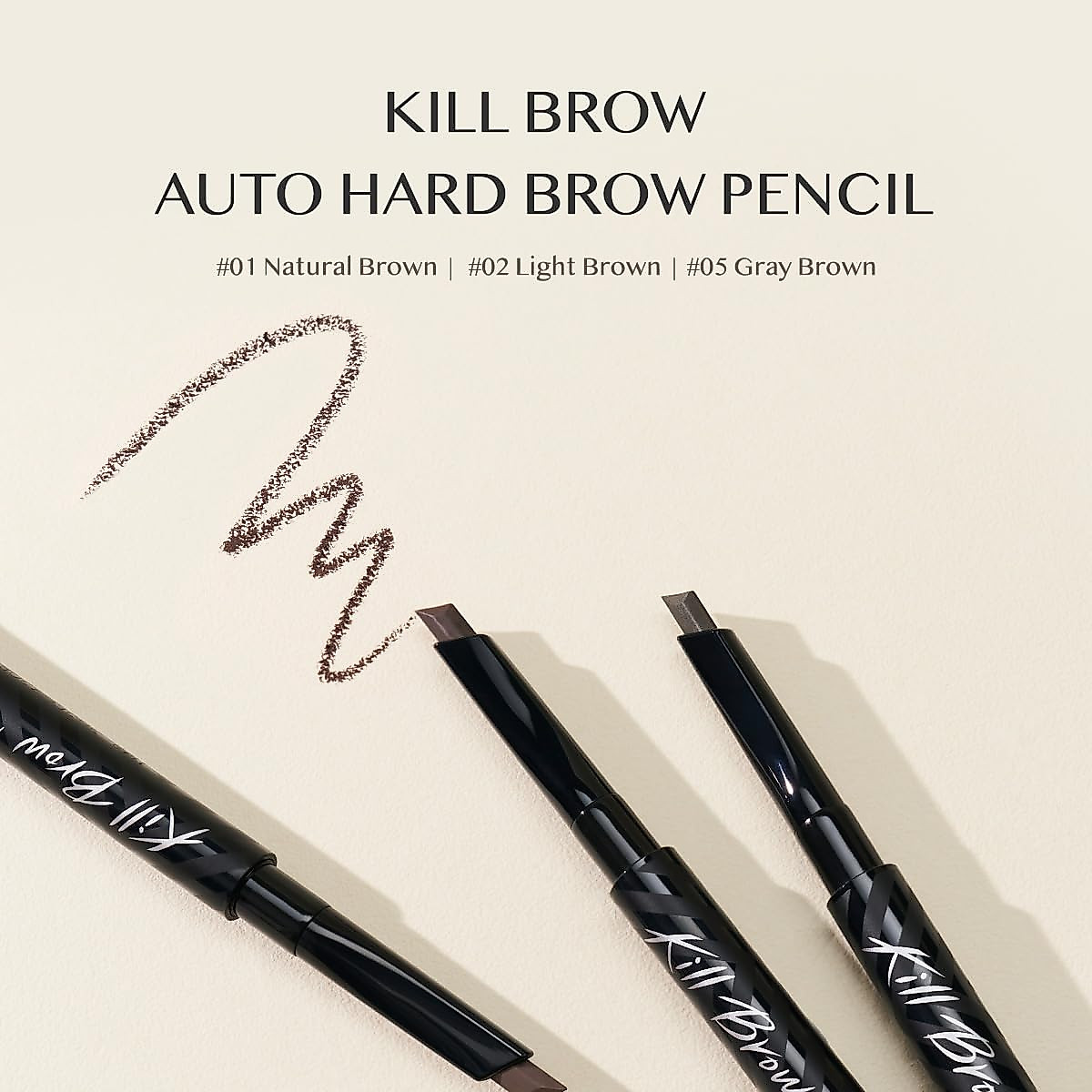 CLIO Kill Brow Auto Hard Eyebrow Pencil, Dual-End, Long Lasting, Waterproof, Smudge-Resistant, Spoolie Brush, Sharpener (05 Gray Brown)