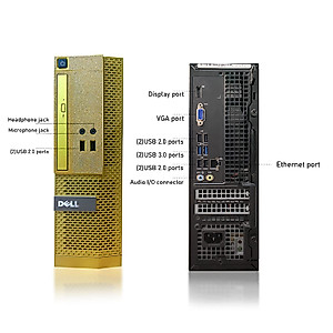 Dell Gold Treasure Box Desktop PC, Intel Quad Core I5 up to 3.60GHz, 16GB RAM, 512GB SSD, DVD, WiFi & Bluetooth, Keyboard & Mouse, Win 10 Pro (Renewed)