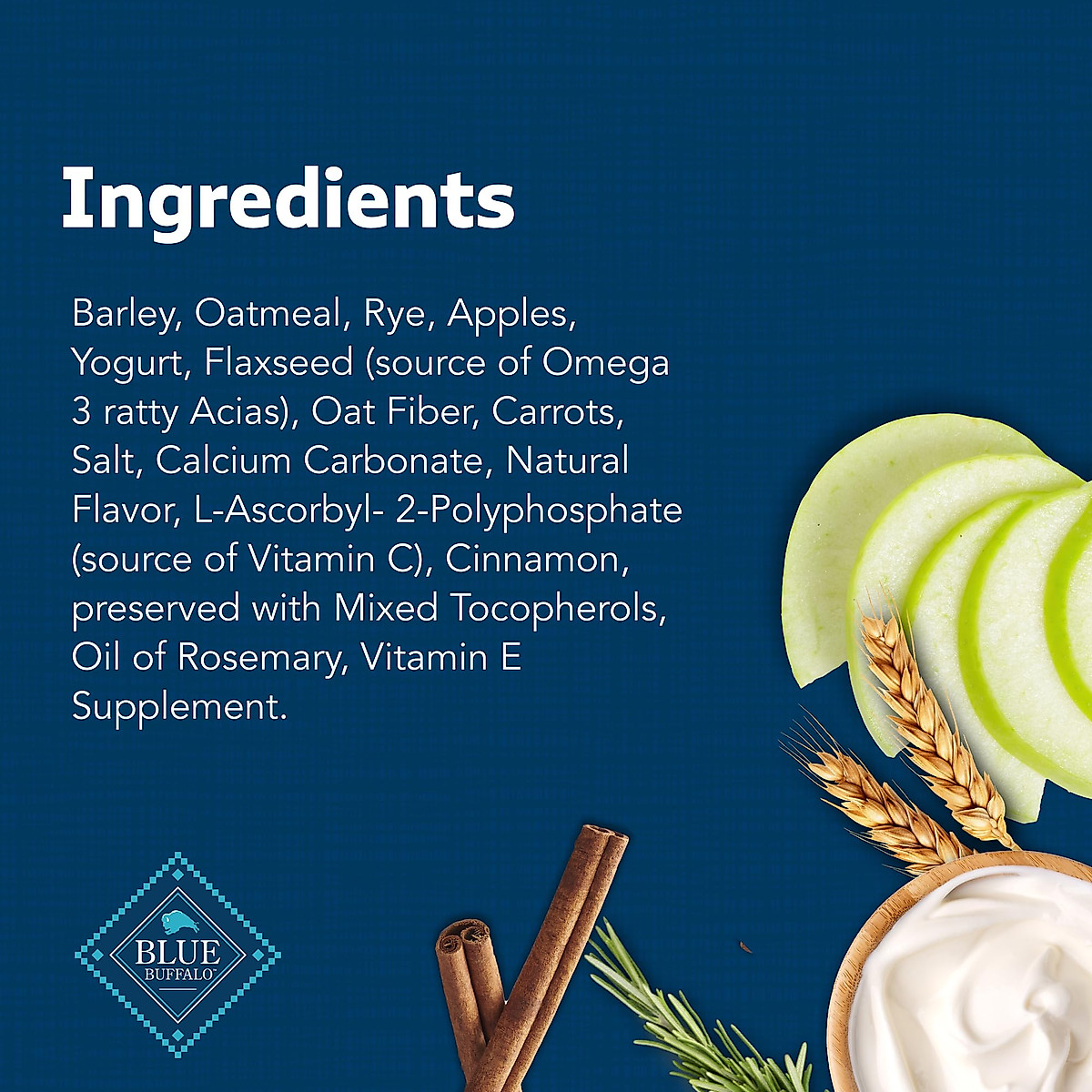 Blue Buffalo Mini Health Bars Crunchy Dog Biscuits, Oven-Baked With Natural Ingredients, Apples & Yogurt, 2-lb Box