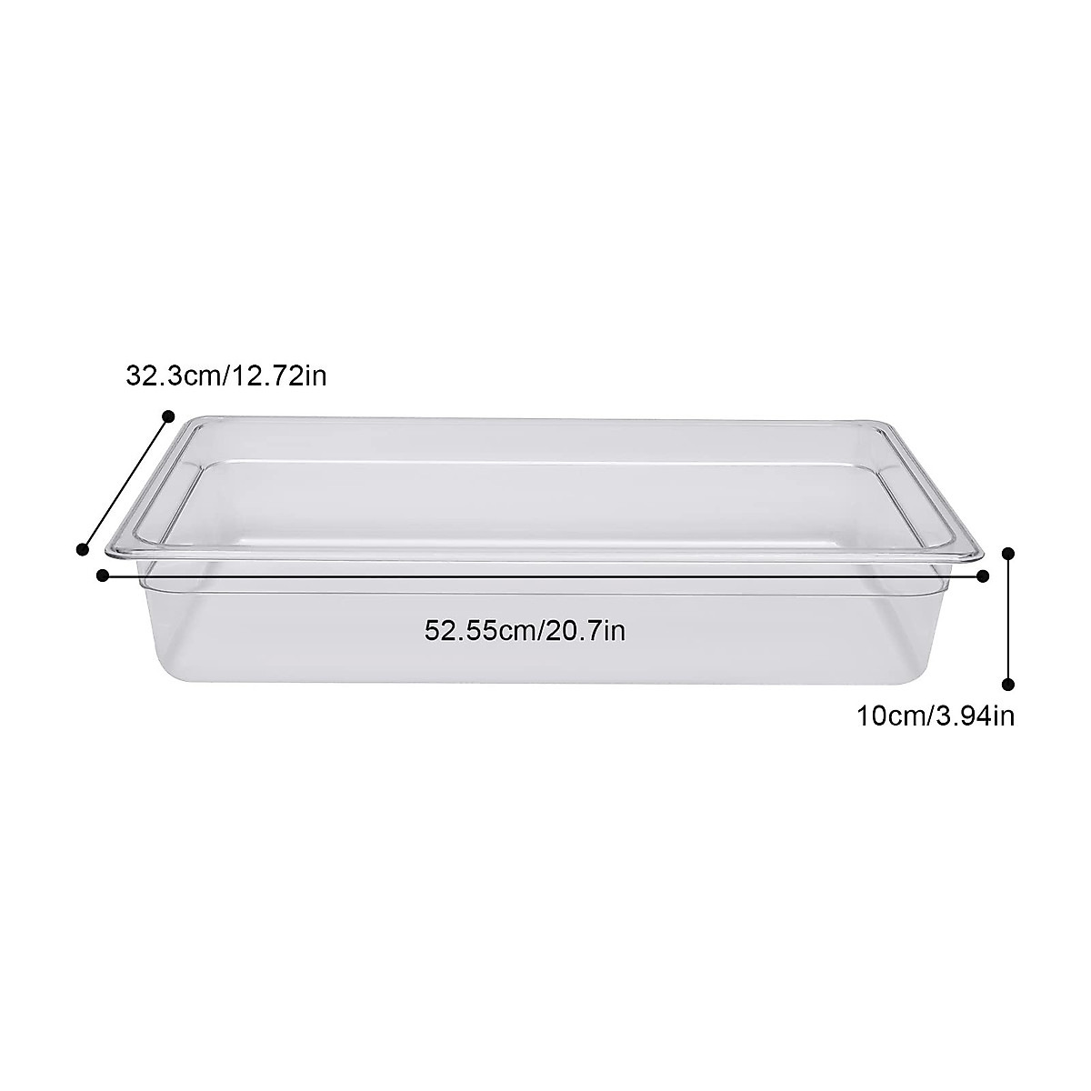 DYNAMI 6 Pack Food Pans with Lids,Full Size 4in Deep Commercial Clear PC Square Food Storage Containers,Heat-Resistant,Freezer-Safe To Store Vegetables,Fruits, Meats, Grains, for Kitchen Restaurant