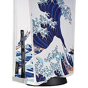 PlayVital Dust Cover for ps5, Soft Neat Lining Dust Guard for ps5 Console, Anti Scratch Waterproof Cover Sleeve for ps5 Console Digital Edition & Disc Edition - The Great Wave
