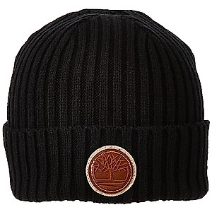 Timberland Men's Rib Shallow Beanie, Black, One Size
