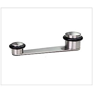 EVI | Rotating Doorstop | for Doors up to 2.75'' Thick | Black Rubber | Stainless Steel Matte Finish | Includes Screw + Anchor | Mod I-152