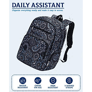 Large Travel Backpack for Women College Campus Bookbag XL Lightweight School Bag Fits 15.6 Inch Laptop Water-resistant Casual Daypack Airline Approved Carry On Backpack Grey Paisley Mochilas De Mujer