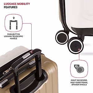 SwissGear Duet Hardside Expandable Luggage with Spinner Wheels, Ivory/Taupe, Checked-Medium 24-Inch