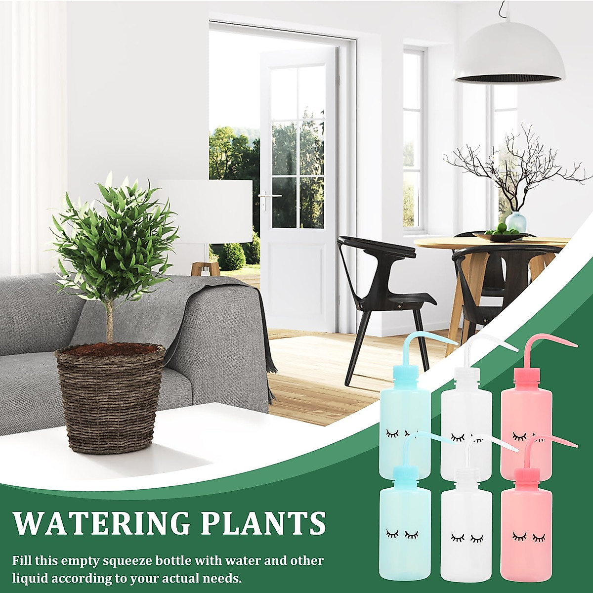 VILLCASE 6pcs Curved Mouth Kettle Lash Bottle for Water Laboratory Wash Bottle Plant Watering Can Eyelash Wash Bottle Wash Bottle Lash Water Bottle Squeezer Squeeze Washing Bottle