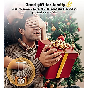 JIAWANSHUN Rice Dispenser Rice Container 7.5L Grain Storage with Clear Container Wood Stand for Home Kitchen Use Black Rice, Mung Beans, Red Beans, Lentils Container