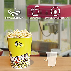 EGGKITPO 32 Oz Popcorn Buckets 50 Pack Retro Style Disposable Popcorn Box Grease Resistant Small Popcorn Holer for Home Movie Night Birthday Christmas Concession Stands Popcorn Bars
