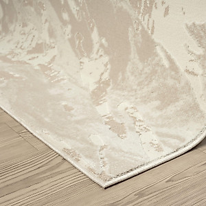 Abani Terra Cream 6' x 9' Area Rug for Living Room, Bedroom - Abstract Wavy Pattern - Durable & Easy to Clean