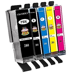 CRANBOLY 280XL 281XL 280 XL 281 XL Ink Cartridges for C A K E Printer Work with PIXMA TS6120 TS6220 TS6320 TS8120 TS8220 TS8320 TR7520 TR8520 TR8620 TS9120 TS9520 TS9521C TS702 Printer