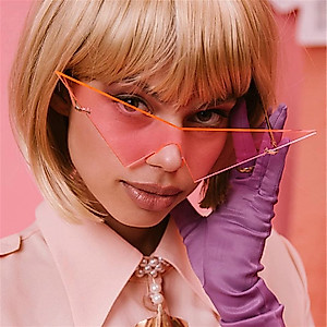 willochra Triangle One Piece Frameless Sunglasses For Women Trendy Ocean Lens Sun Glasses Men Party Prom Sunglasses (black)