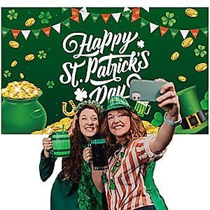 St. Patrick's Day Decorations Happy St Patricks Day Backdrops - 71x44 Inch St. Patricks' Day Banner for St. Patrick's Day Party Decor