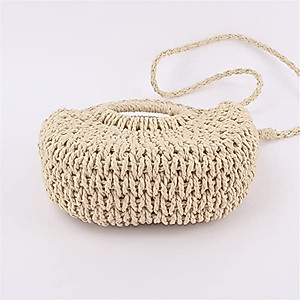 Summer Rattan Straw Bag for Women Hand-woven Shoulder Top-handle Handbag Beach Straw Tote Handmade Clutch Bags with Bow